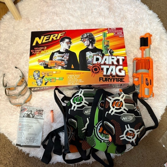 Nerf | Toys | Nerf Dart Tag Furyfire Blaster Set Goggles Foam Darts ...